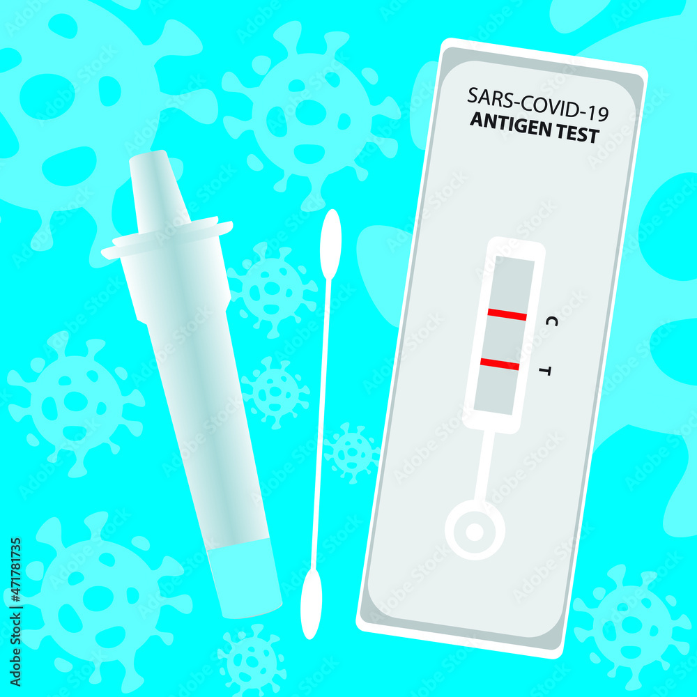 Rapid Antigen Test Kit. Urgent test for COVID. Test tube with swab line ...