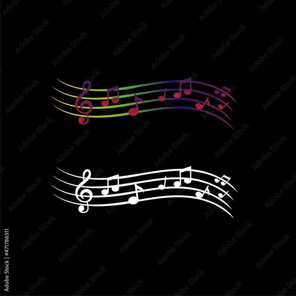 Musical scale vector design isolated in black color background Stock ...