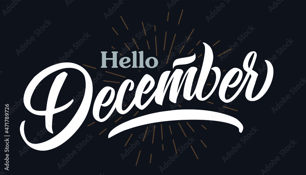 December Sale typography poster graphic design. Handwritten hello ...