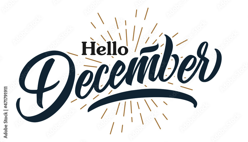 December Sale typography poster graphic design. Handwritten hello ...