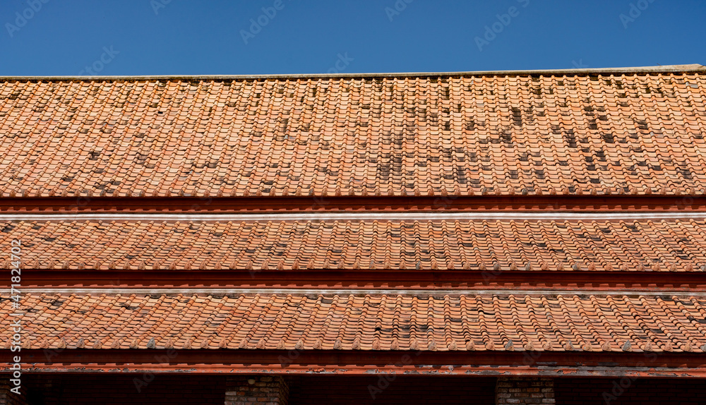 Red Clay Pantile Roofs and Brick Walls in Thailand Stock Photo | Adobe ...
