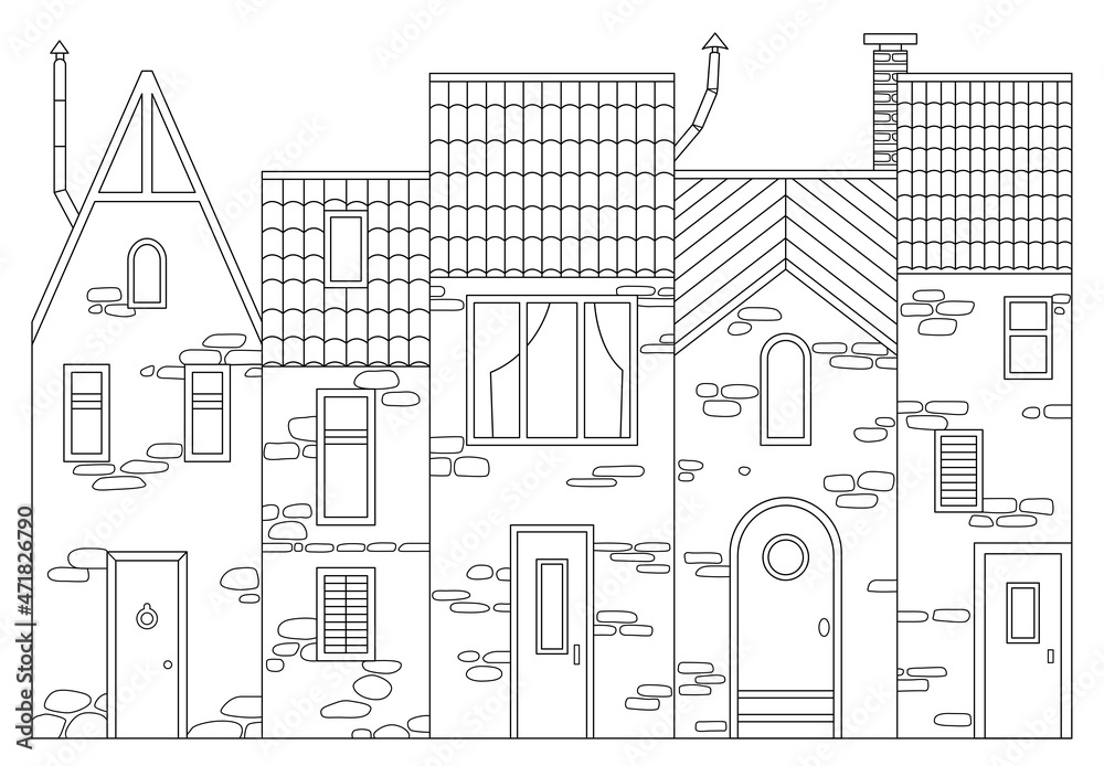 Black and white outline illustration for colouring book. Colouring page ...