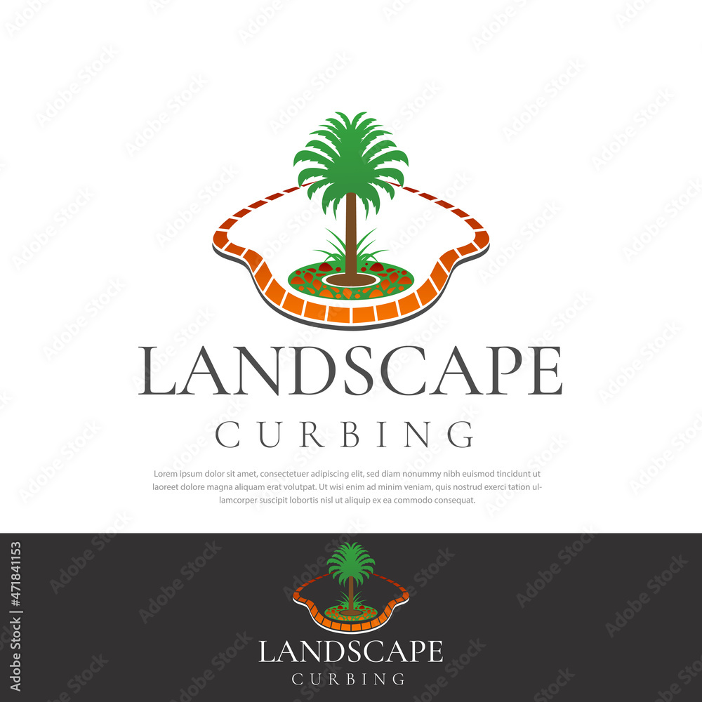 Curbing Concrete Landscape vector illustration Logo design, simple ...