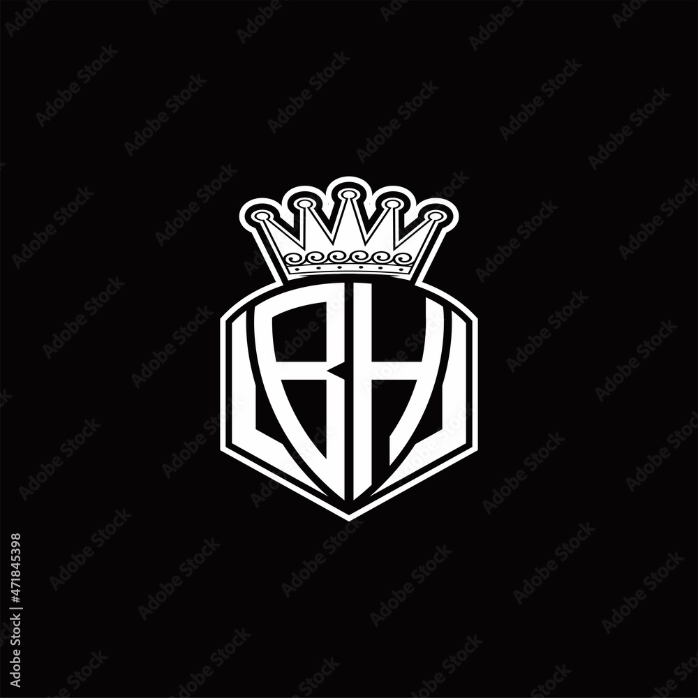BH Logo monogram with luxury emblem shape and crown design template ...