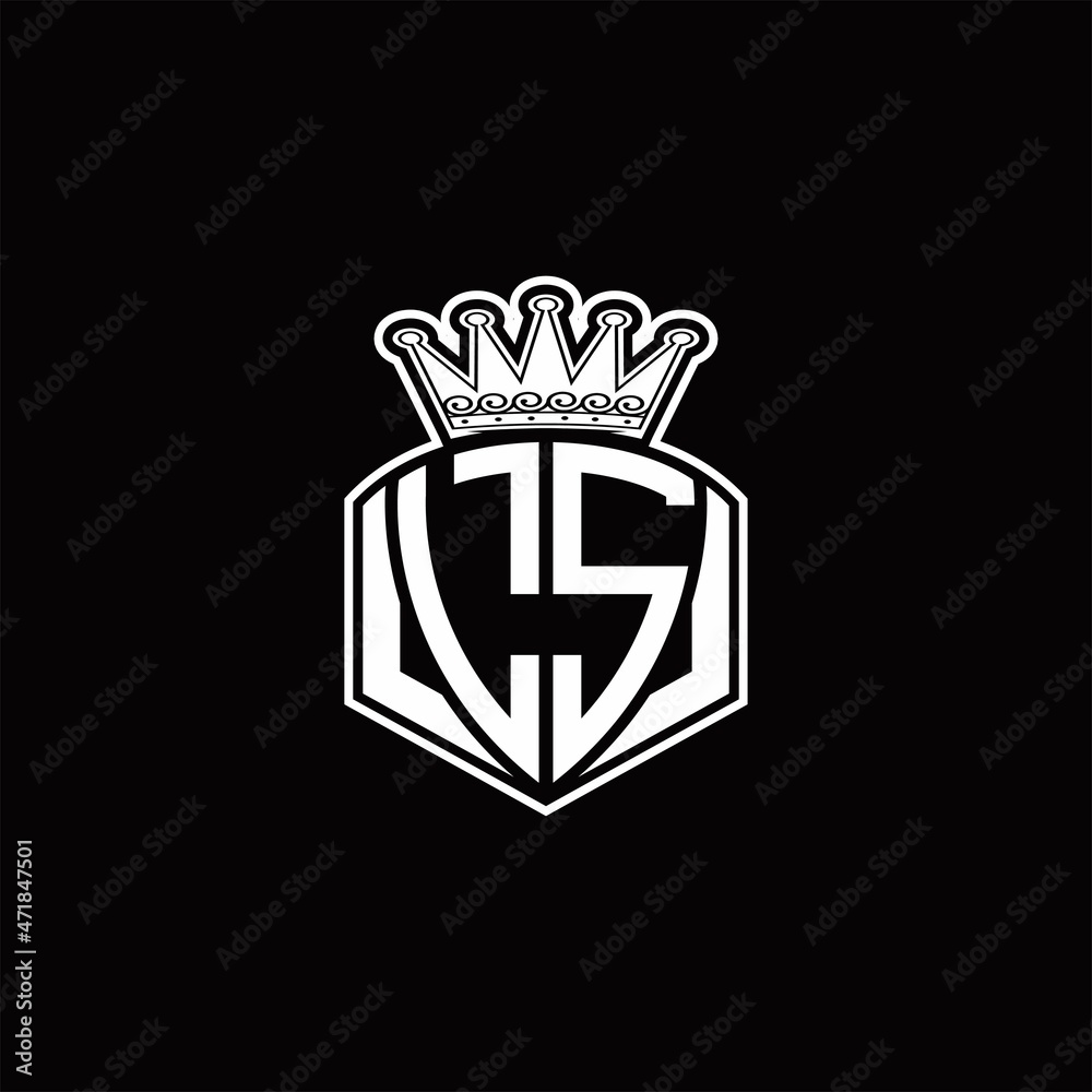 LS Logo monogram with luxury emblem shape and crown design template ...
