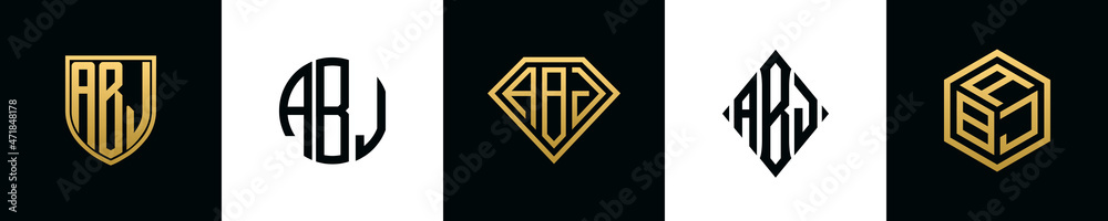 Initial letters ABJ logo designs Bundle Stock Vector | Adobe Stock