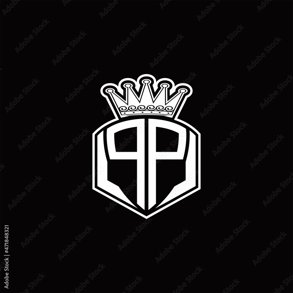 PP Logo monogram with luxury emblem shape and crown design template ...