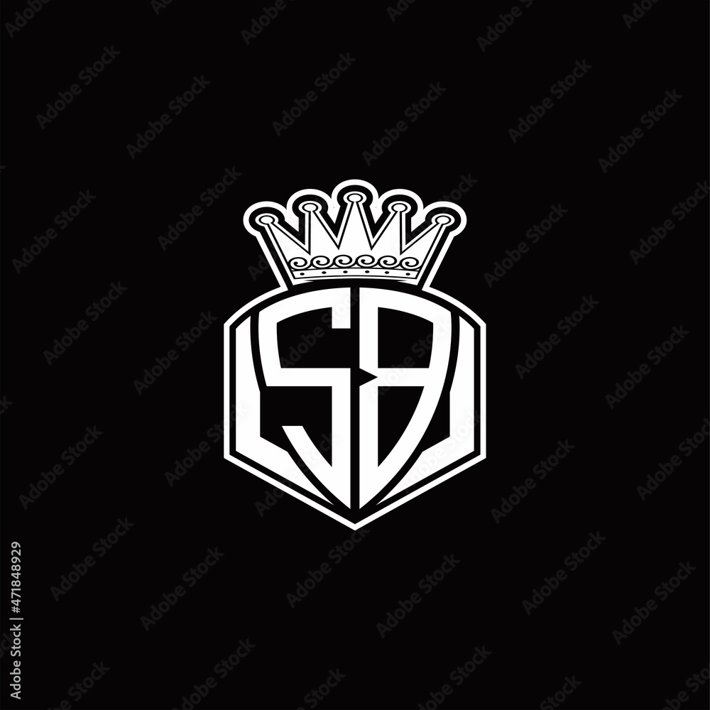 SB Logo monogram with luxury emblem shape and crown design template ...