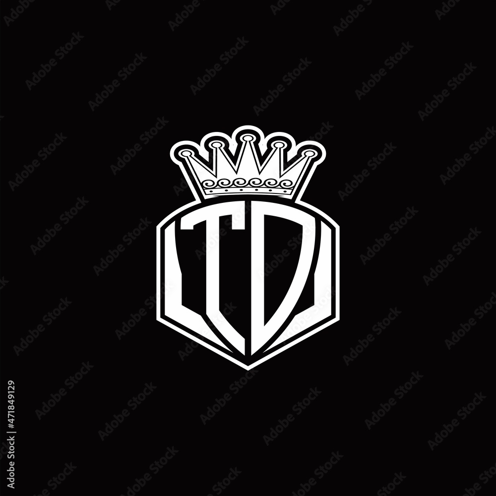 TD Logo monogram with luxury emblem shape and crown design template ...