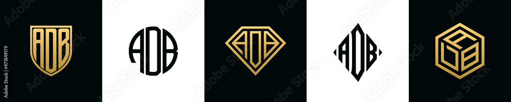 Initial letters ADB logo designs Bundle Stock Vector | Adobe Stock