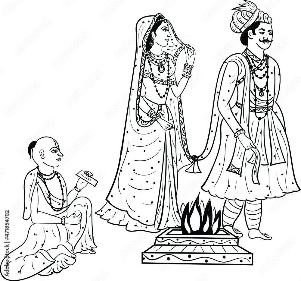 Obraz na płótnie Indian wedding clip art of bride and groom marriage ...