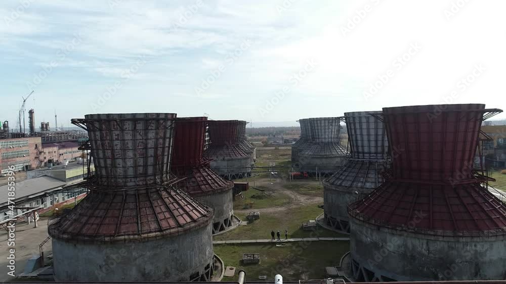 Complex engineering structures of a polymer plant. Summer drone ...