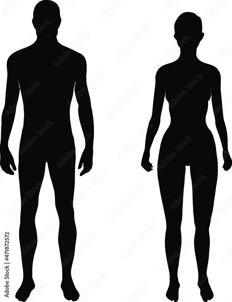 Set of solid black man and woman silhouettes - isolated vector ...