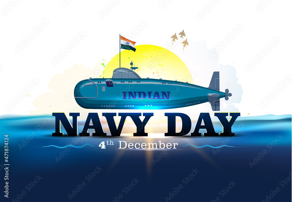 Indian navy day celebration poster, banner design with typography ...