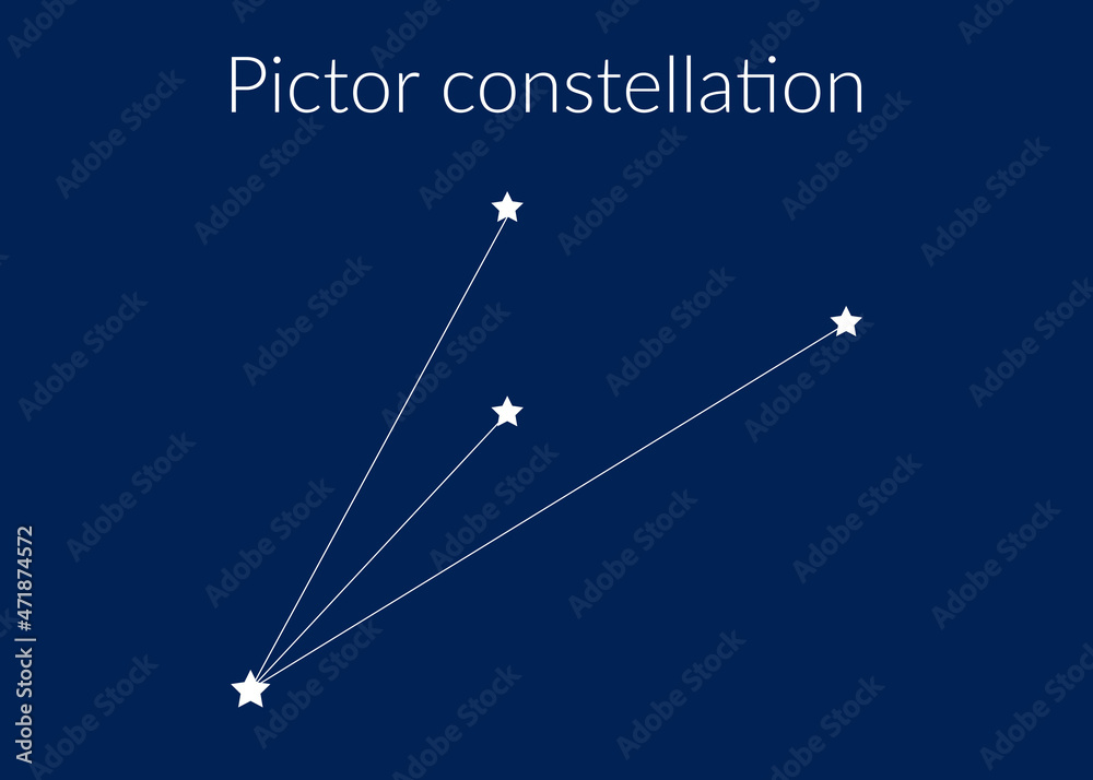 Pictor zodiac constellation sign with stars on blue background of ...