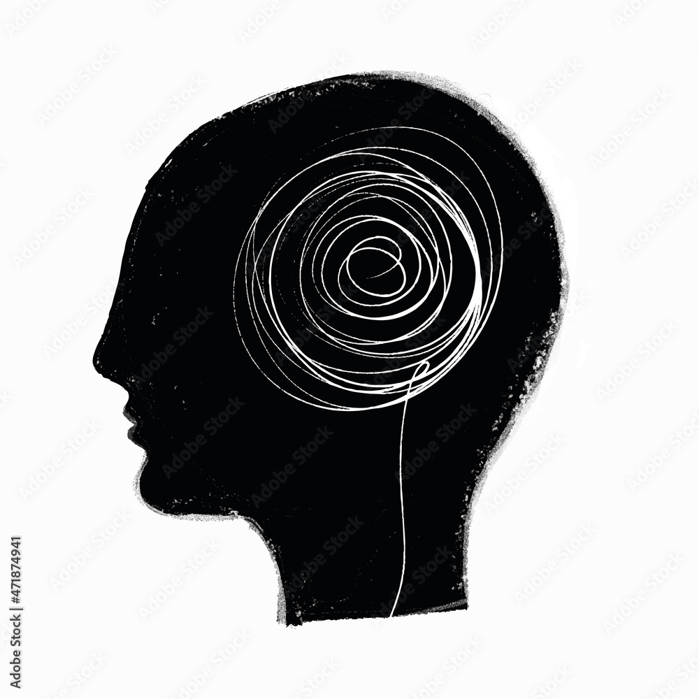 Funny Abstract Overthinking Man Vector Illustration. Simple Vector ...