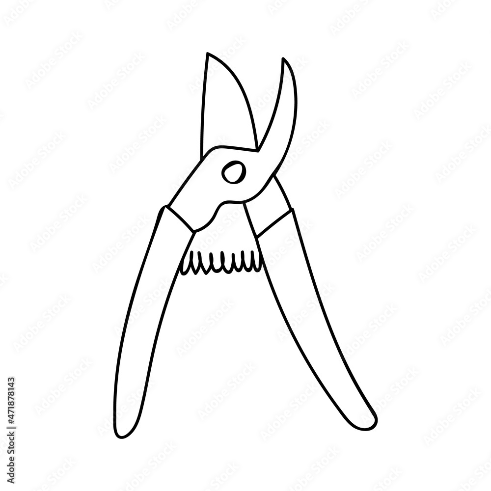 Vetor de Hand drawn pruner illustration in vector. Doodle pruner ...