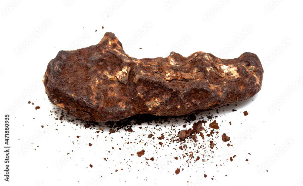 metal meteorite on white background Stock Photo | Adobe Stock