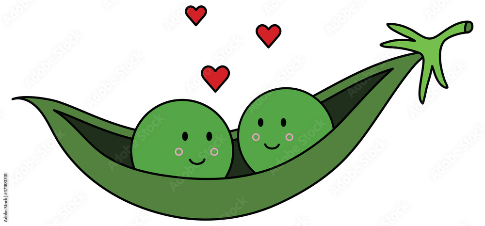 Sweet Peas in a Pod Cute Clipart Graphic - Color Stock Vector | Adobe Stock