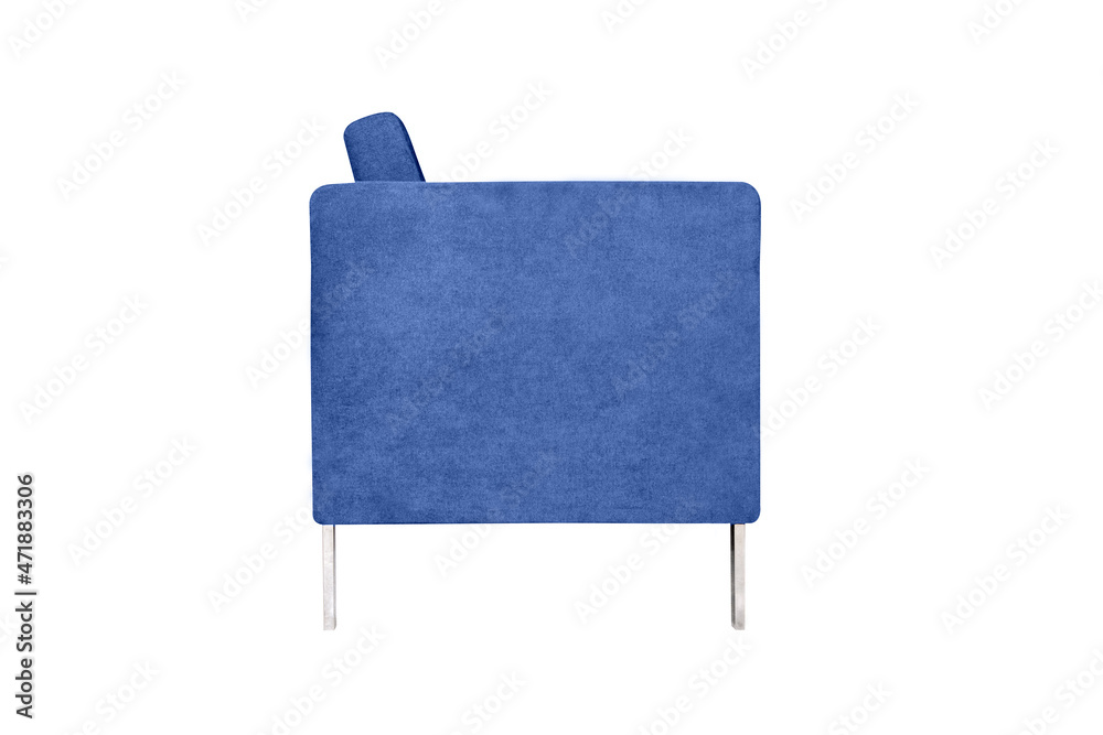 side view beautiful luxury light blue sofa furniture isolated on white ...