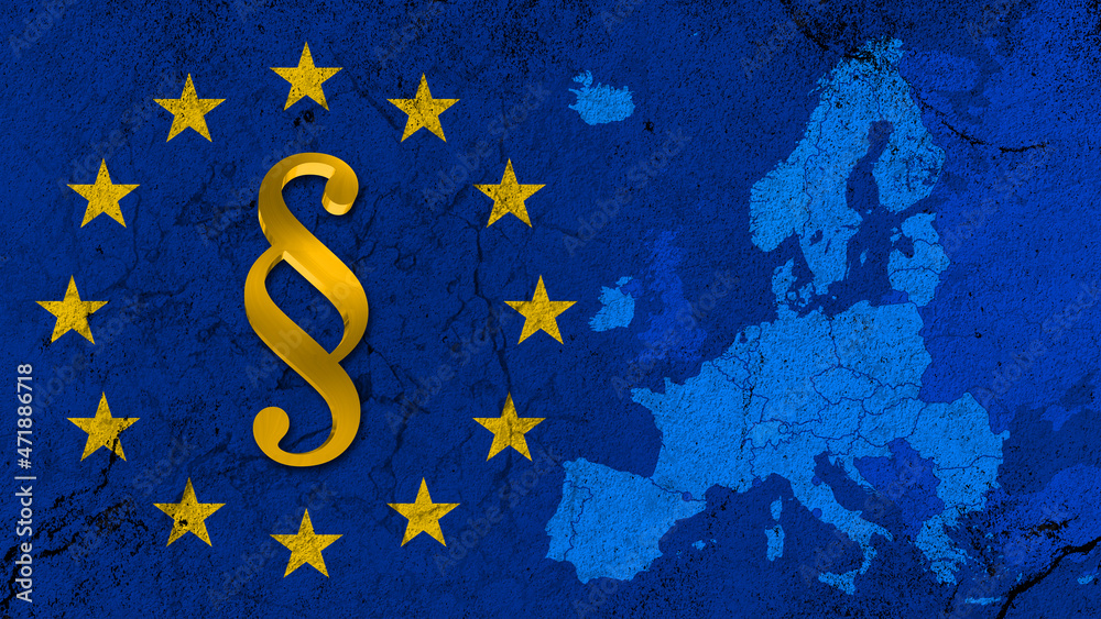 European community law, rules and legal system concept with EU flag and ...