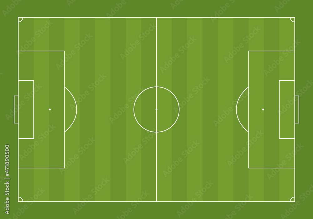 Standard soccer field in stadium. Football field with markings and ...