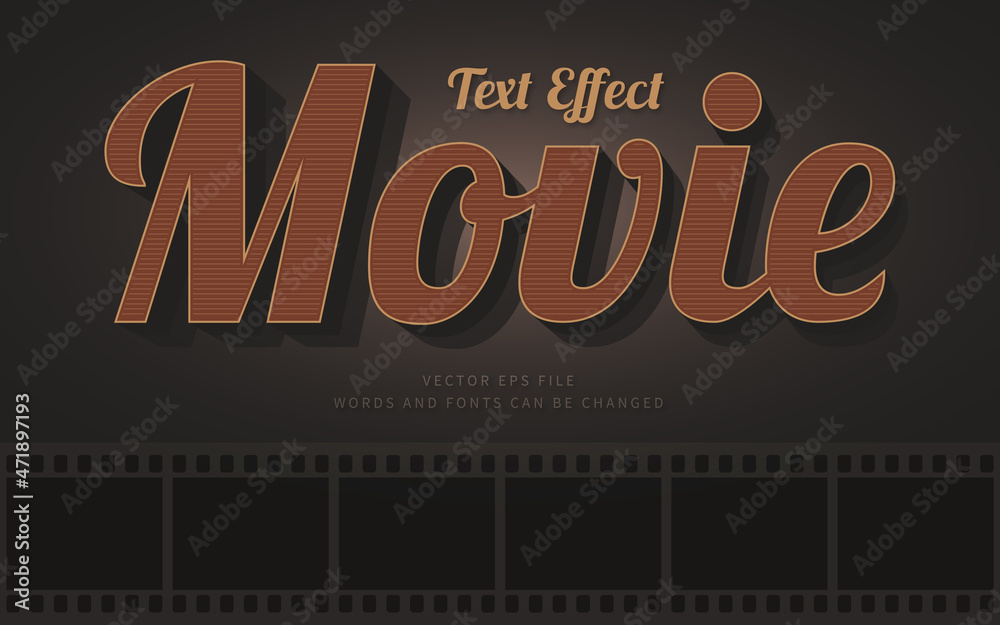 Editable calssic and vintage movie 3d text style effect perfect for ...