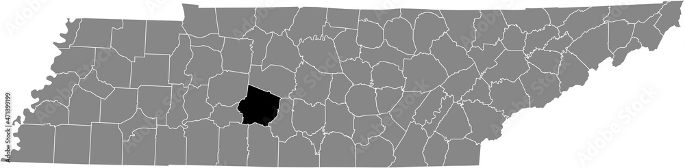 Black highlighted location map of the Maury County inside gray ...