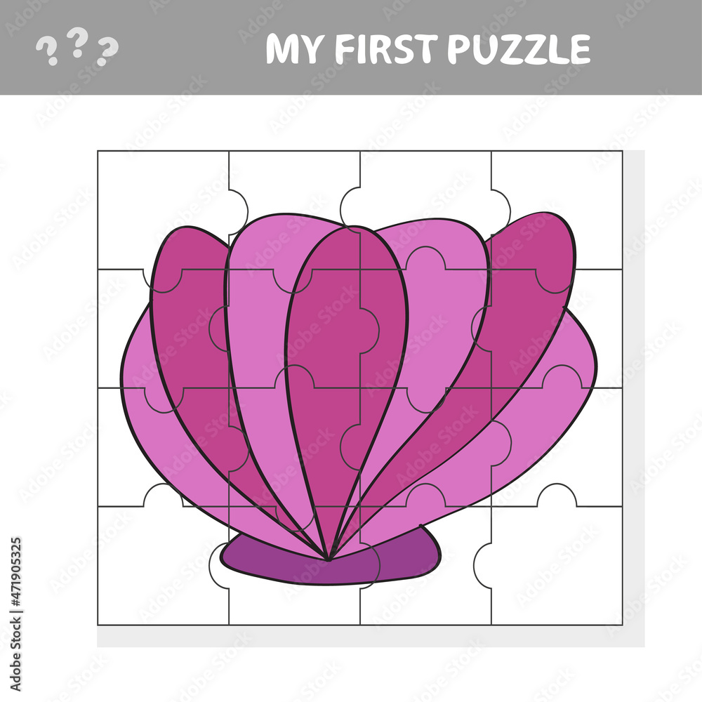 Kids entertaining game with a sea shell puzzle piece in a vector ...