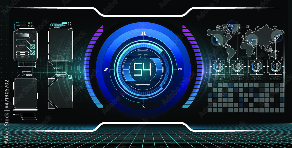 Fototapeta Hud elements,graph.Vector illustration.Head-up display ... Fototapeta Hud elements,graph.Vector illustration.Head-up display ...