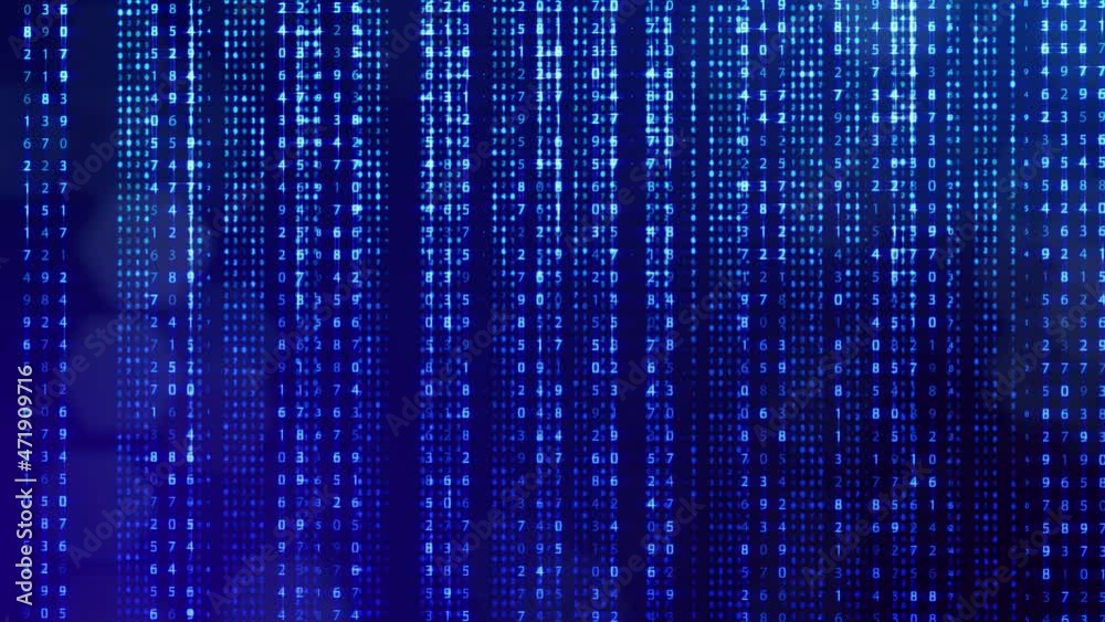 3d loop background, concept of digital data processing, calculation and visualization of ...