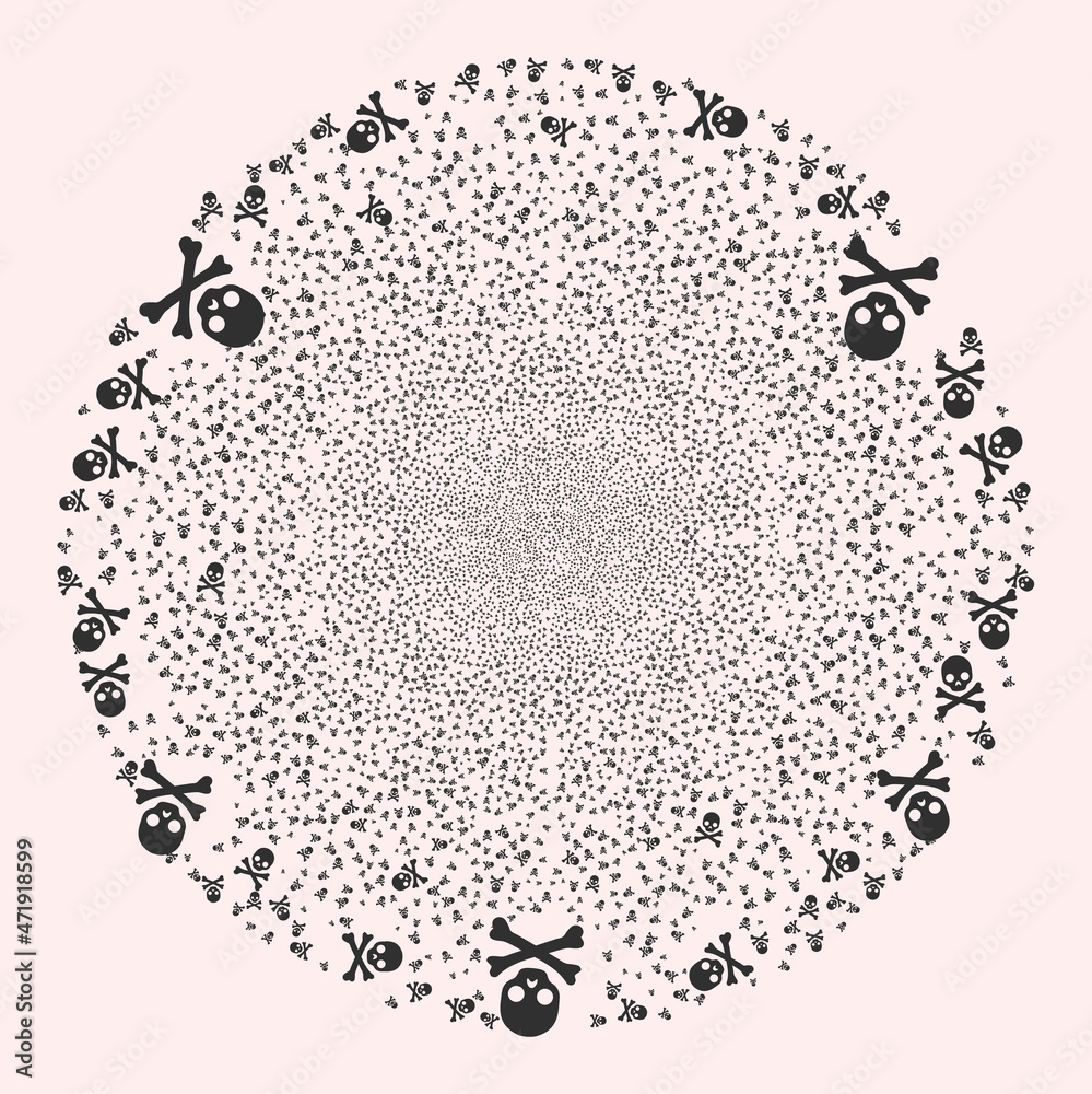 Death skull festive round cluster. Object pattern is done from random ...