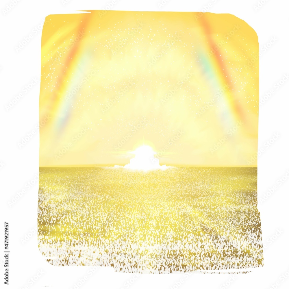 Depiction of the sea of glass before the throne of God in Revelation 15 ...