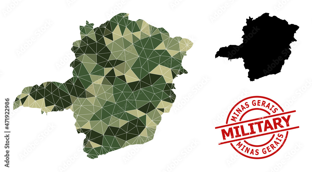 Triangulated mosaic map of Minas Gerais State, and distress military ...