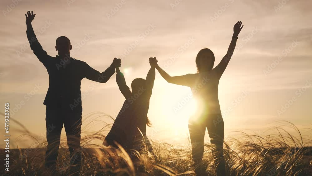 teamwork. team happy family community holding hands together silhouette ...