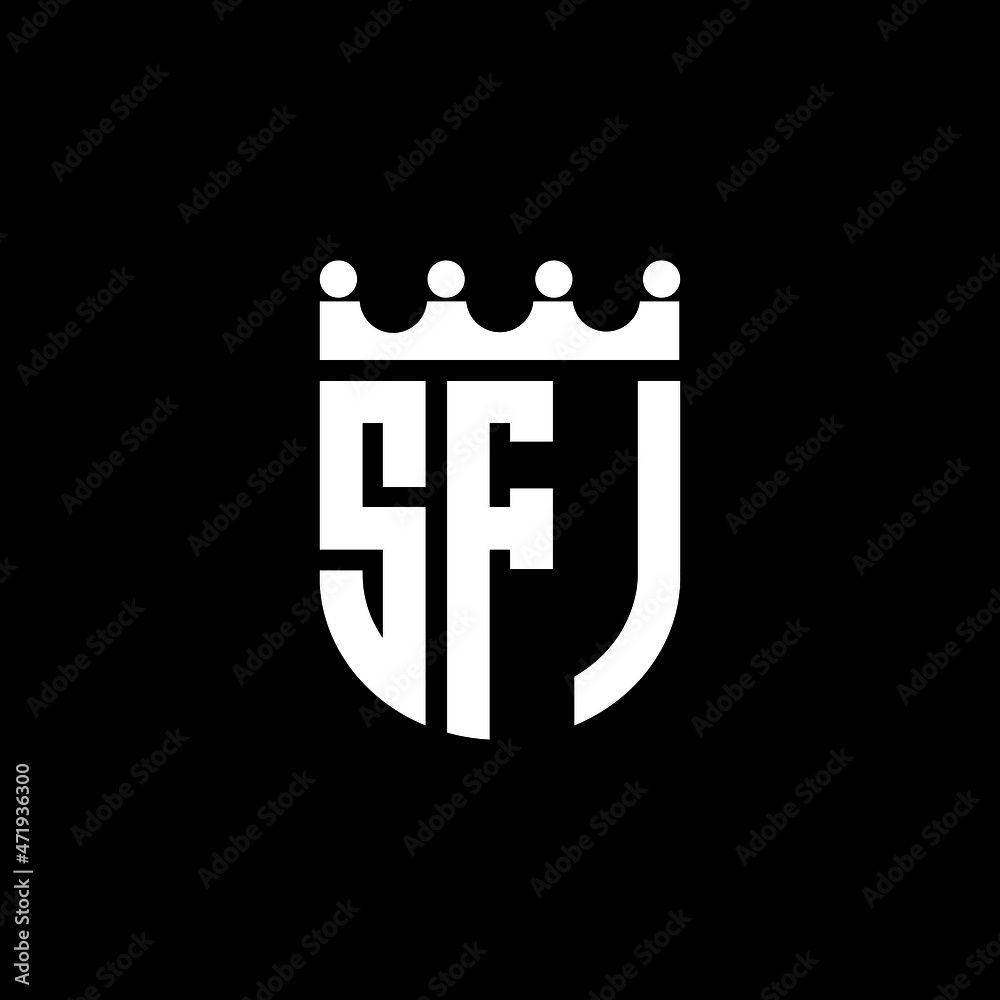 SFJ letter logo design with black background in illustrator, vector ...