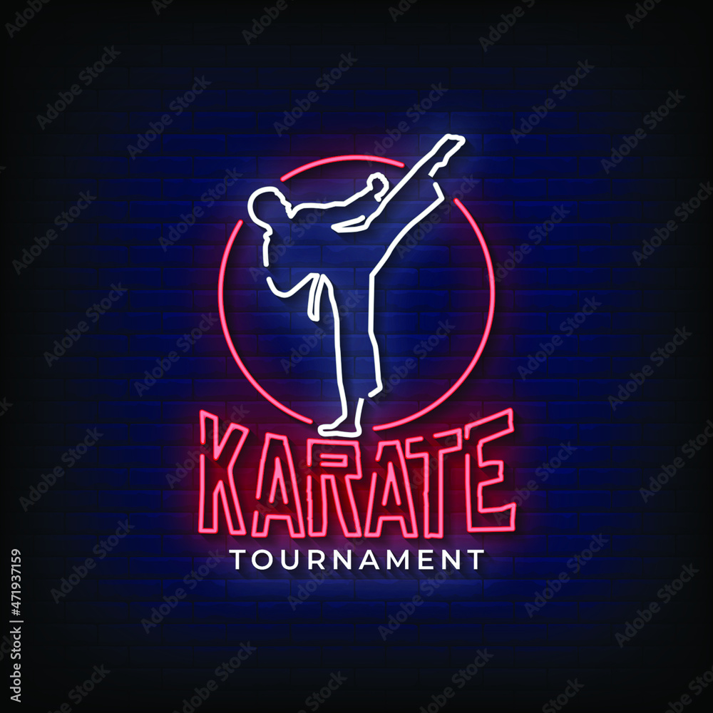 Karate Tournament Neon Signs Vector Stock Vector | Adobe Stock