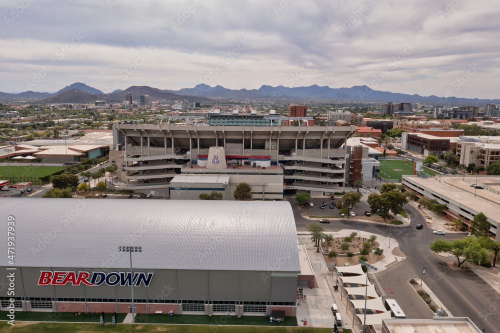 Tucson University Stadium and sports complex, aerial Stock Photo ...