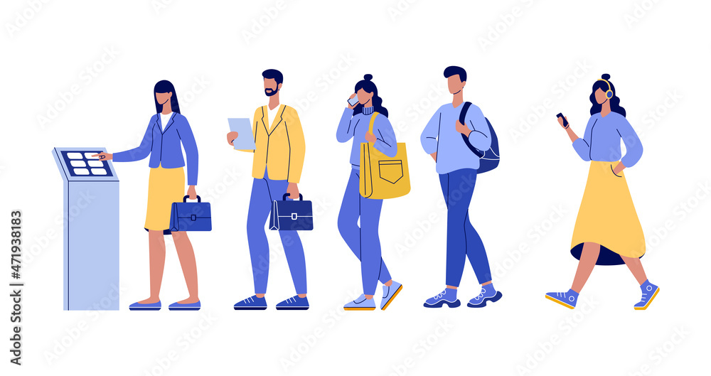 Queue management system machine with ticket dispenser. Customer ...