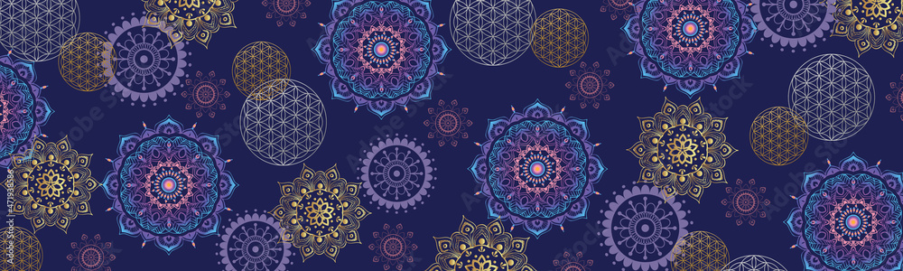 wallpaper with mandala pattern Stock Illustration | Adobe Stock
