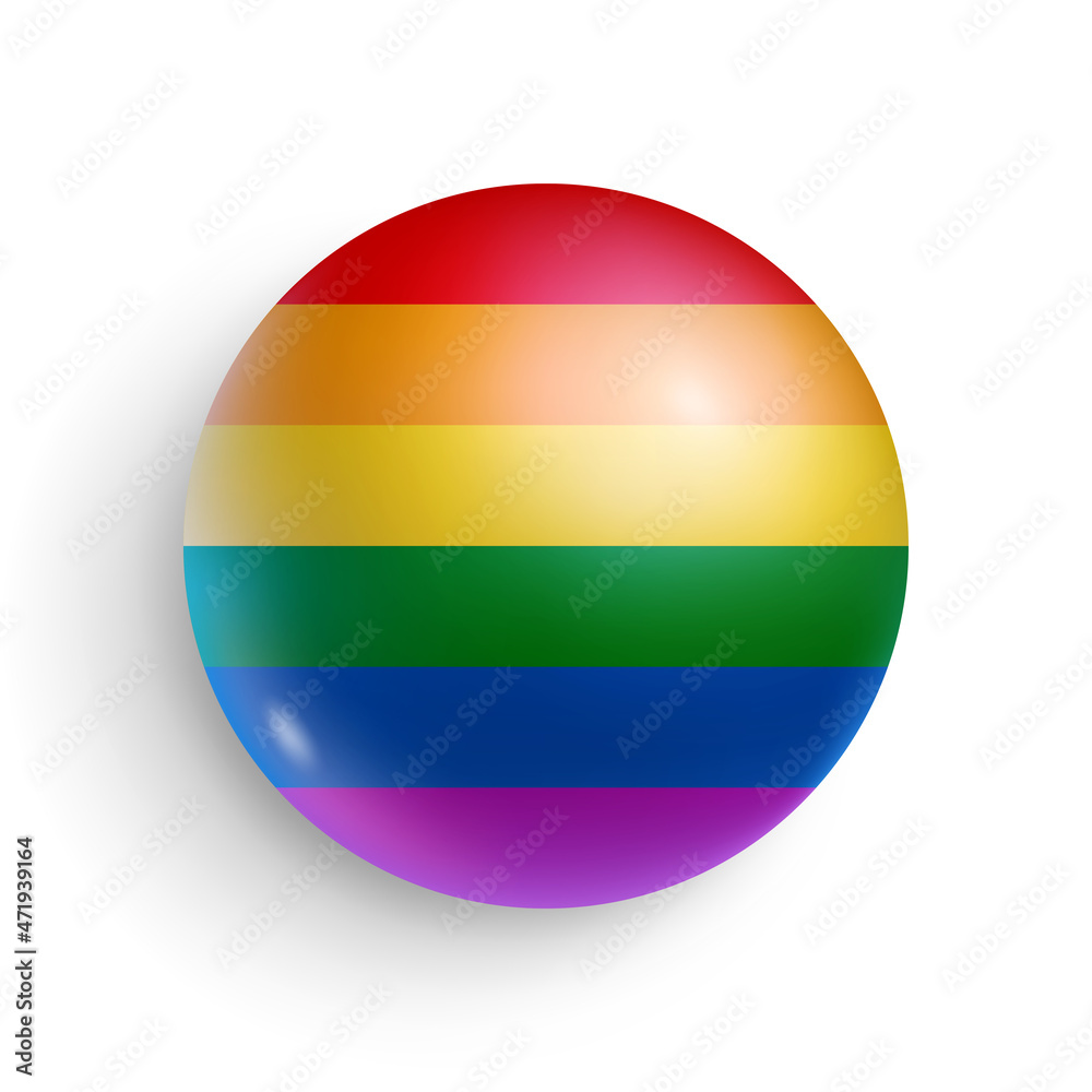 Lgbt rainbow flag of circle shape realistic vector illustration. Gay ...