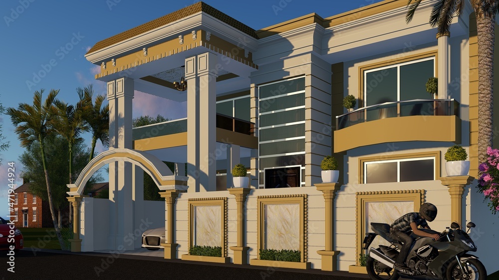 3d illustration of a residential building, an object of architectural ...