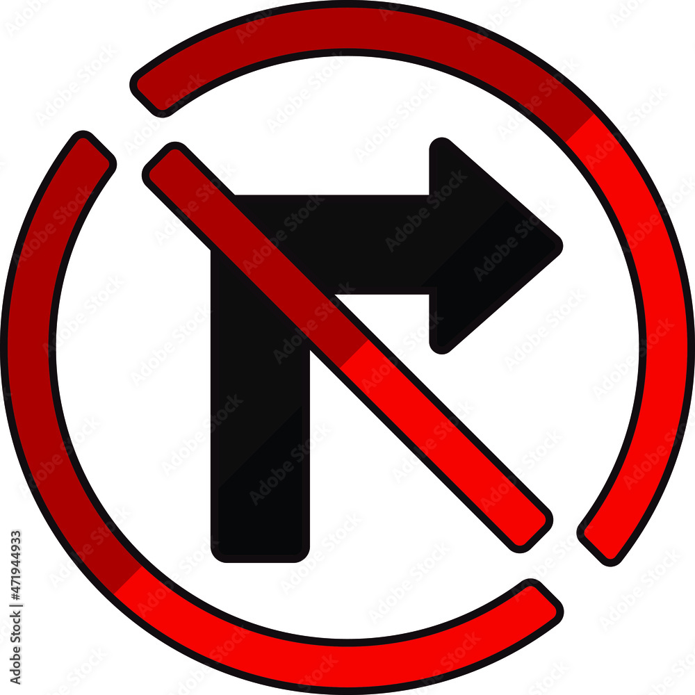 the illustration of no right turn vector sign or symbol. Stock Vector ...