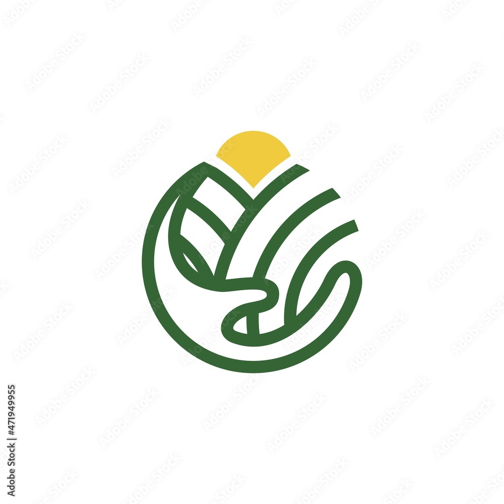 farm land and hand logo icon vector template Stock Vector | Adobe Stock