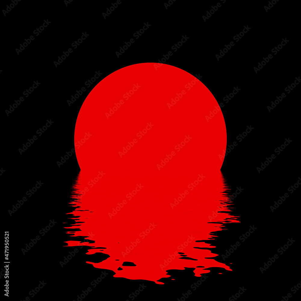 Symbol of Japan, land of rising sun. Red sun sunrise sunset in the ...
