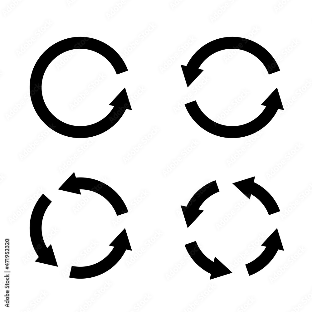 Recycling eco circle. Black arrows. Round circular signs. Recyclable ...