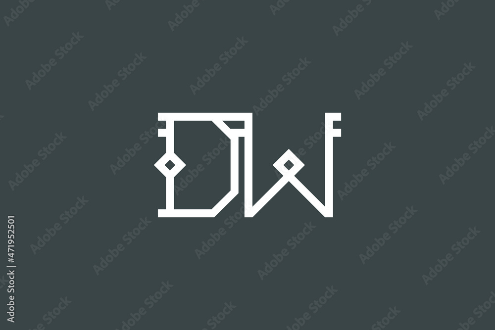 special unique initial DW logo and WD logo design. DW letter minimal ...