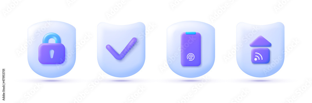 Cyber Security 3d collection. Security 3d cartoon vector illustration ...