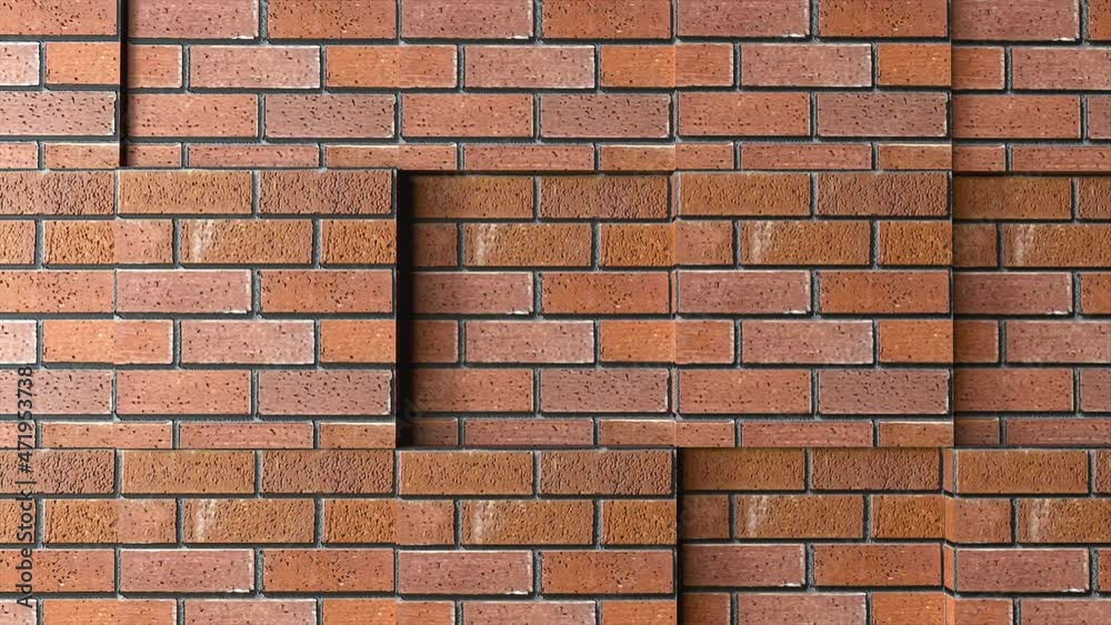 Architectural masonry with 3d render of square cutouts. Fashionable ...