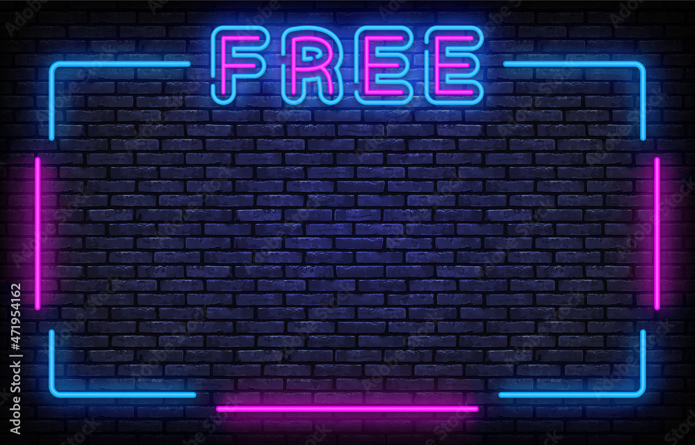 Free neon frame sign vector design template. Free neon inscription ...